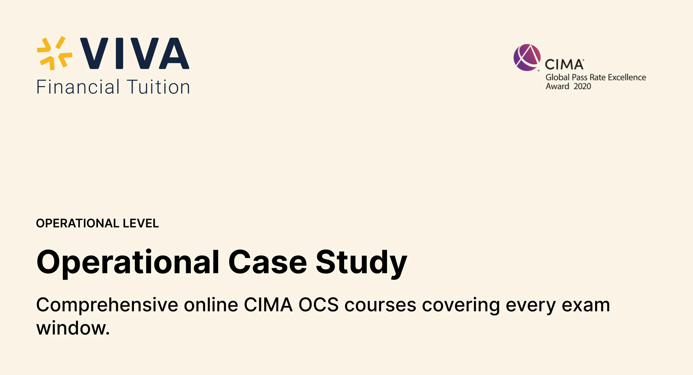 VIVA | CIMA Operational Case Study (November 2025) Course